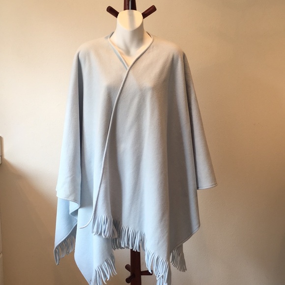 Sandra | Other | Beautiful Baby Blue Cape Poncho With Fringe Like New ...